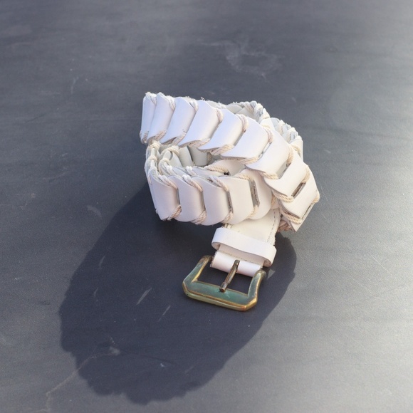 Vintage | Accessories | Woven White Leather Cord Belt | Poshmark